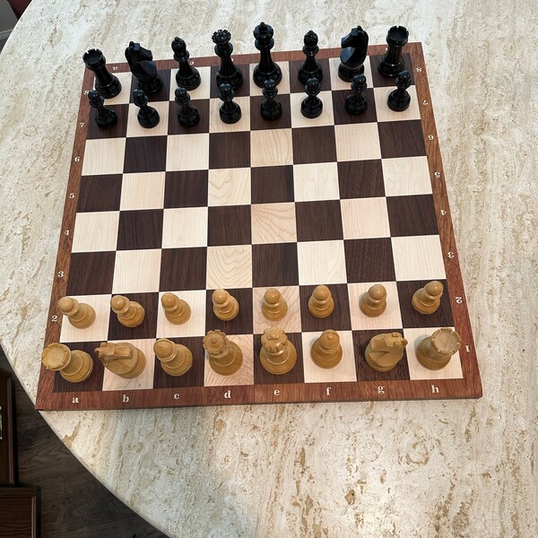 Raised Peruvian Walnut and Maple Chess Board W/ Walnut Border - Etsy