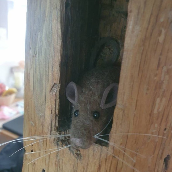 Needle Felted Life Size Mouse, Brown Mouse, Mouse Statue, Fibre Art ...