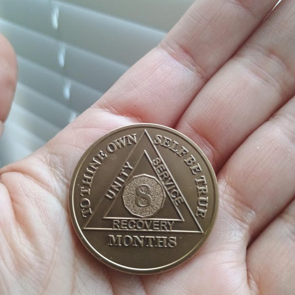 Sobriety Coin - 8 Month Alcoholics Anonymous Coin - Antique Bronze AA ...