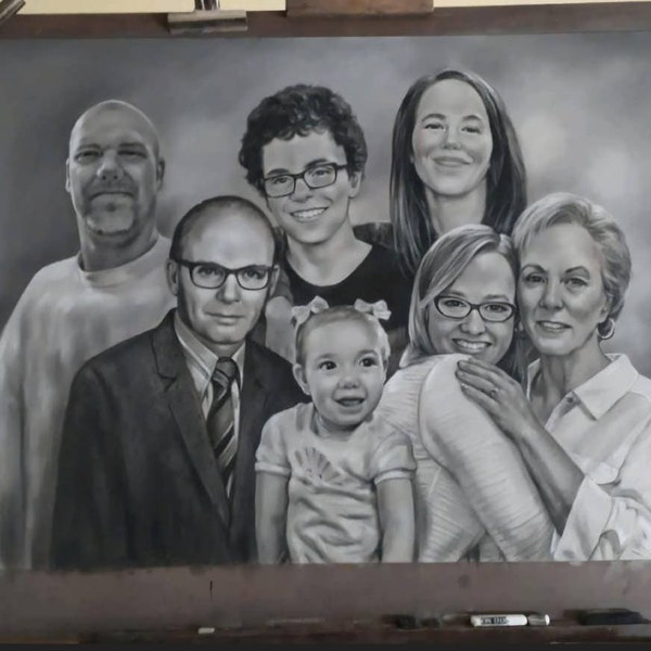 Real Custom Family Portrait From Photo - Finely Crafted With Pastels, A ...