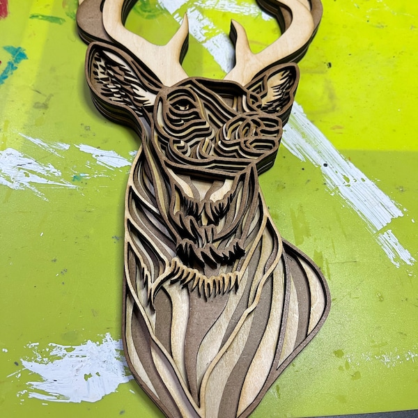 Multilayer Mountain Deer Laser Cut File Deer 3D Laser File SVG Layered ...