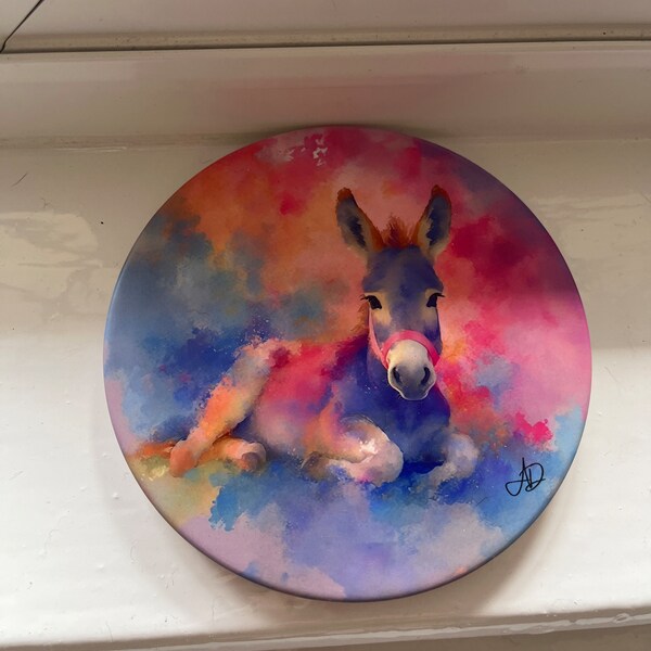 FARM Animals 20cm Ceramic Tile POT STAND Colourful Design With Cork ...