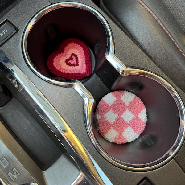 Set of 2 Pink Car Coasters,cute Car Accessories,customisable Car Decor ...