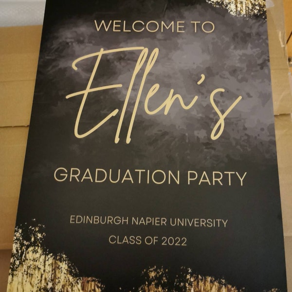 Black & Gold Welcome Board Sign | Personalised Birthday Board ...