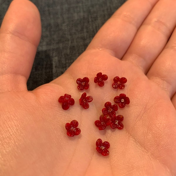 Red Small Flower Beads, 14 Shades of Red Flowers for Headband, Red Tiny ...