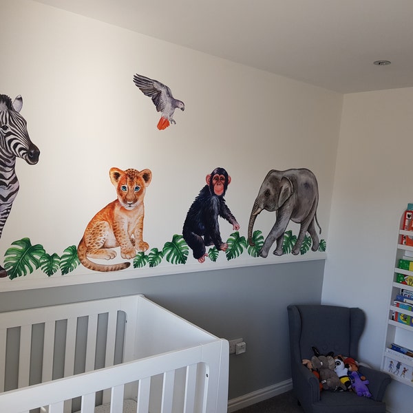 Big Wall Sticker Set for Kids, Safari Animals, Wall Decal, Cub, Africa ...