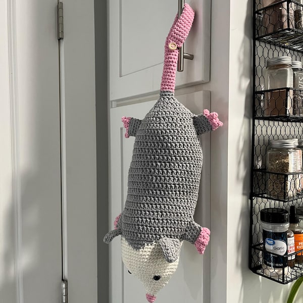 Possum Christmas Stocking Crochet Opossum, Holiday Stocking Possum Bag ...