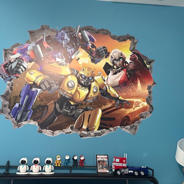 Transformer Wall Sticker, Machine Wall Decal, Peel and Stick, Robot ...