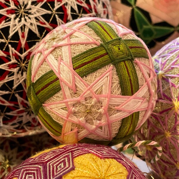 Japanese Kousa Temari Traditional Embroidered Thread Ball, Jewel Tones ...