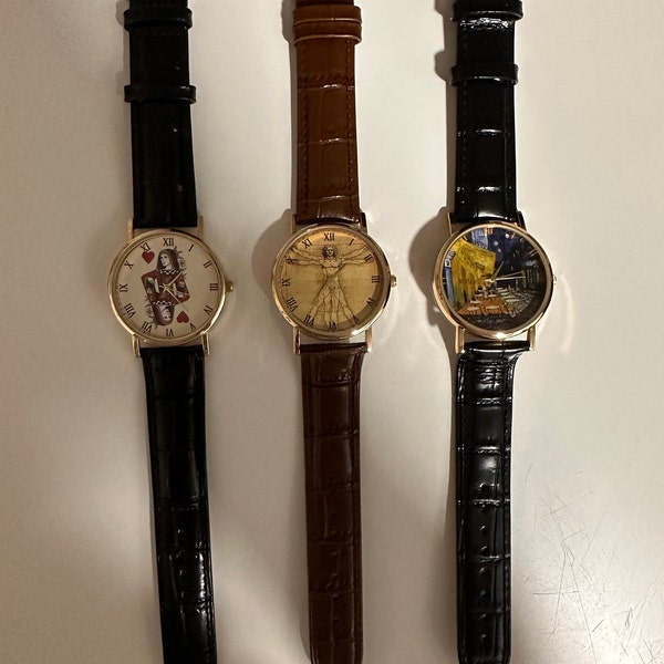 Vincent Van Gogh "cafe Terrace at Night" Leather Watch, Vincent Van ...