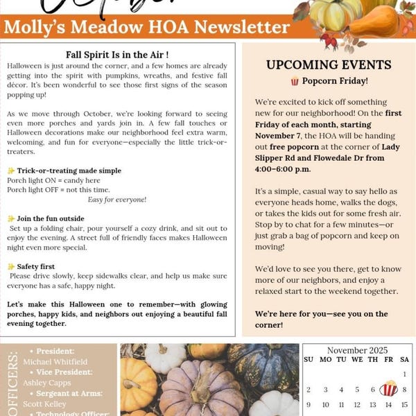 HOA Monthly Newsletter Canva Template, Editable Full Year 2026 ...