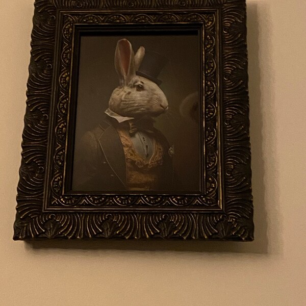 Fancy Rabbit Vintage Portrait, Victorian Rabbit Painting, Whimsical ...
