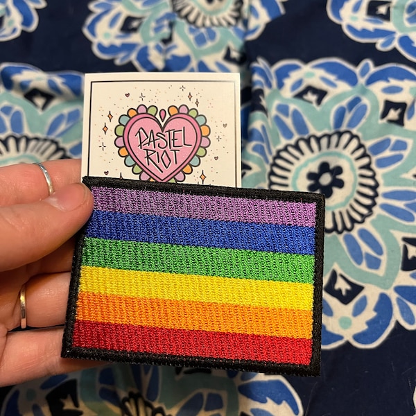 Pride Rainbow Flag Embroidered Patch. Iron On, Velcro or Sew on Options ...