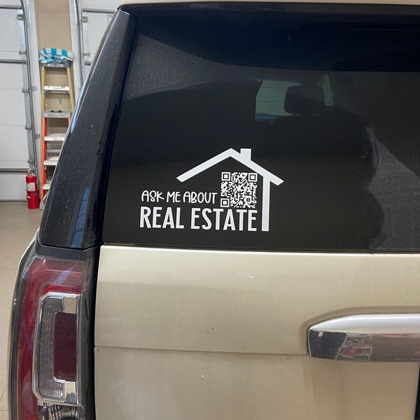 Ask Me About Real Estate Decal, QR Code Decal, Real Estate Agent ...