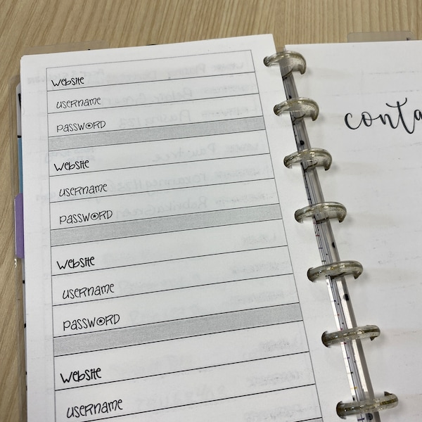 Password Keeper Happy Planner Insert - Etsy