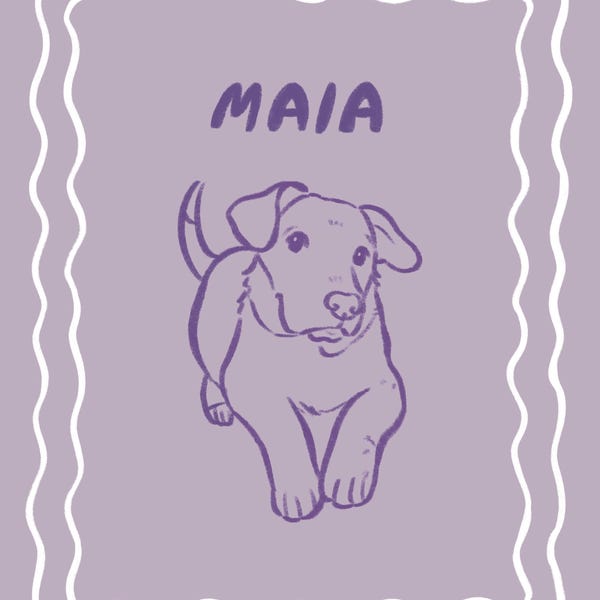 Funky Custom Dog Portrait, Colorful Digital Pet Prints, Cute Line ...