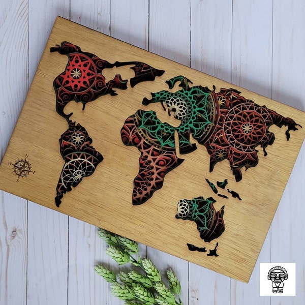 WORLD MAP Laser Files for Cutting Svg and Map Laser Engraving, Map ...