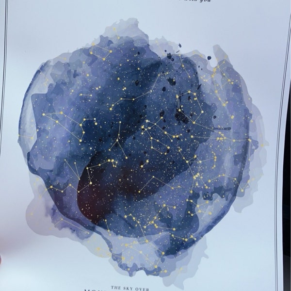 Custom Night Sky Print | Personalised Constellation Star Map Wall Art ...