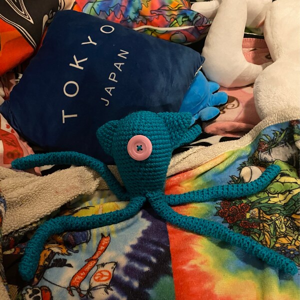 Crocheted One Eyed Octopus Bright Turquoise - Etsy