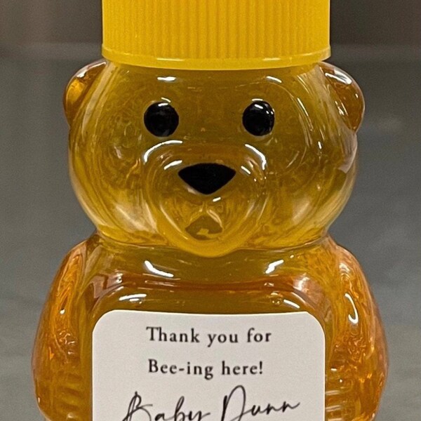 50 Custom Mini Honey Bears, Pure Raw Florida Honey, Wedding Bridal ...