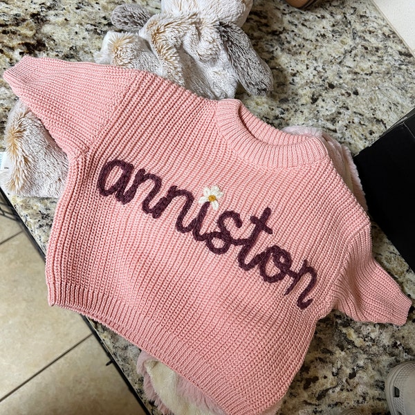 Personalized Oversized Name Kids Sweater /hand Embroidered Sweater - Etsy