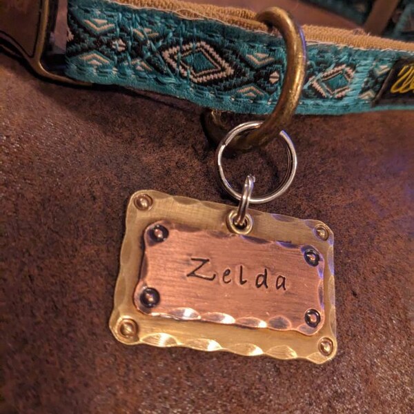 Large Dog Tag - Personalized Pet ID Tag With Hand Stamped and Engraved ...