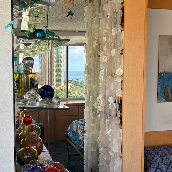 Capiz Shell Curtain: Boho Doorway Divider, Ocean Breeze Decor, Round ...
