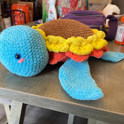 Jumbo Petal the Sunflower Turtle Crochet Pattern PDF Download Beginner ...