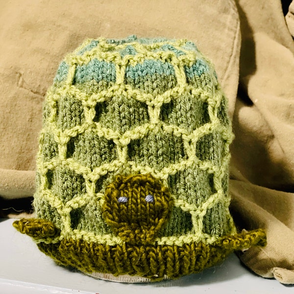 Turtle Hat KNITTING PATTERN for Babies and Toddlers / Turtle Hat ...