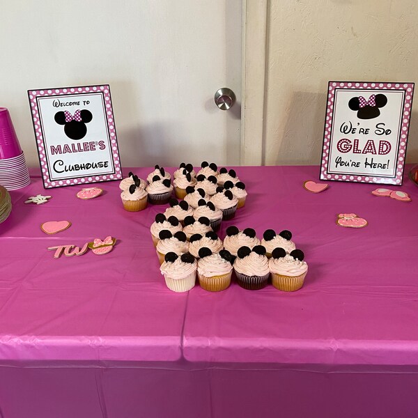 Minnie Mouse Party Signs in Light Pink - Instant Download Minnie Mouse ...