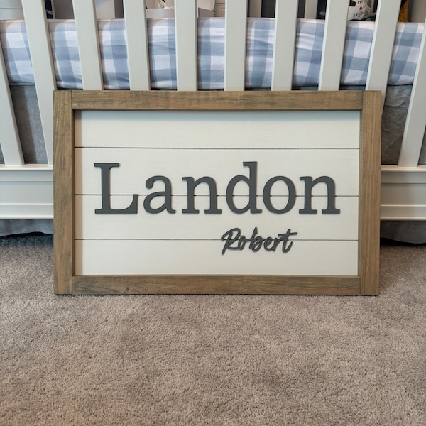 Nursery Name Sign Boy, Baby Boy Wood Name Sign, Kids Room Decor, Letter ...