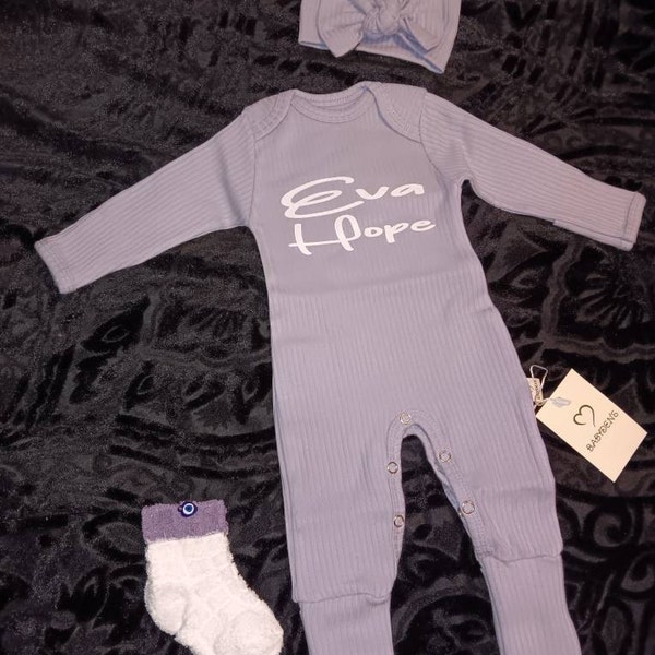 Baby Girl Coming Home Outfit Personalized, Jumpsuit With Fold Over ...