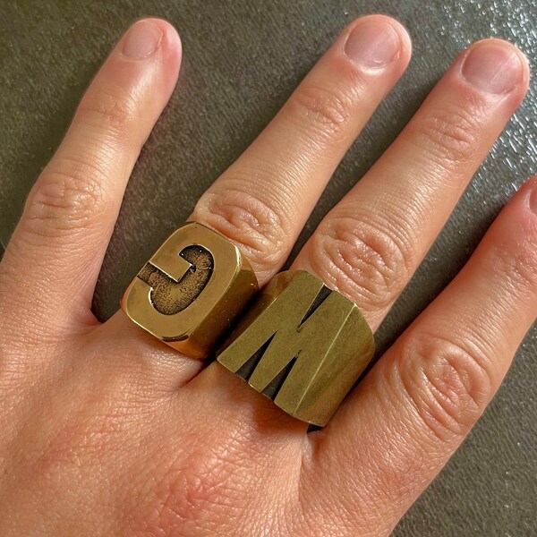 Initial Rings, Chunky Initial Rings, Stacking Initial Rings, Silver ...