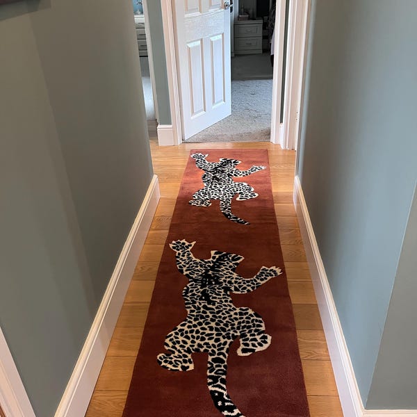 New Pink Leopard '5x8' '6x9' '8x10' Hand Tuft Handmade Wool Rug Cheetah ...