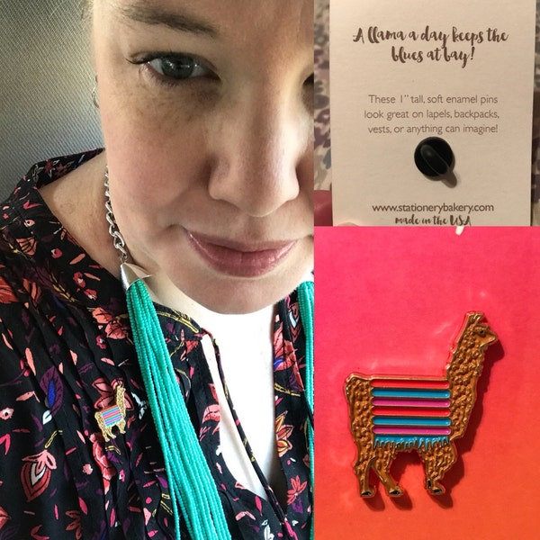 Llama Enamel Pin, Llama Art, Llama Jewelry, Llama Brooch, Llama Pin ...