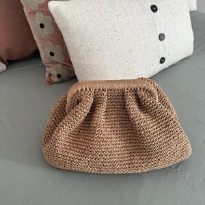 Small Raffia Beige Clutch Bag for Women Straw Knitted Raffia Bag Pouch ...