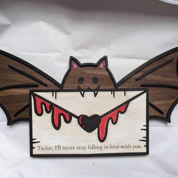 I’m Batty for You Wooden Messenger Bat Decor! Can Also Be Engraved on ...