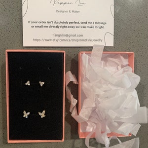 3 Leaf Clover Flower Studs, Tiny Dainty Flower CZ, 18k Gold Sterling ...