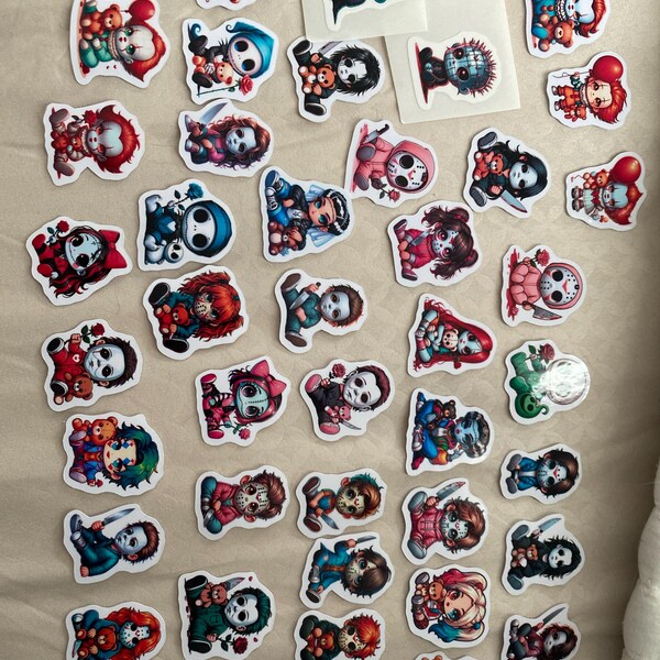 1 Inch Cute Horror Villain Halloween Sticker 35 Pack Bundle, (pack#3 ...