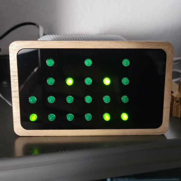 Binary Clock, 24-hour Clock, WHITE LED, Choose Your Front Color, Wooden ...