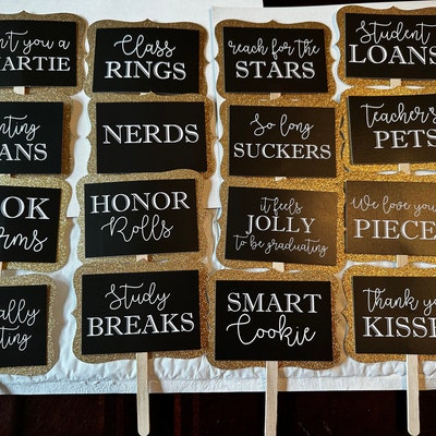 Graduation Party Signs, Set of 4 Printable 5x7 Signs for Graduation ...