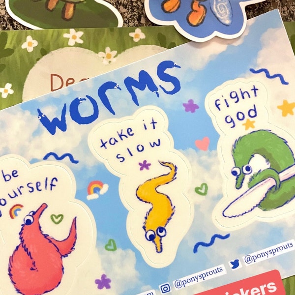 DIGITAL Fluffy Worm Sticker Pack - Etsy