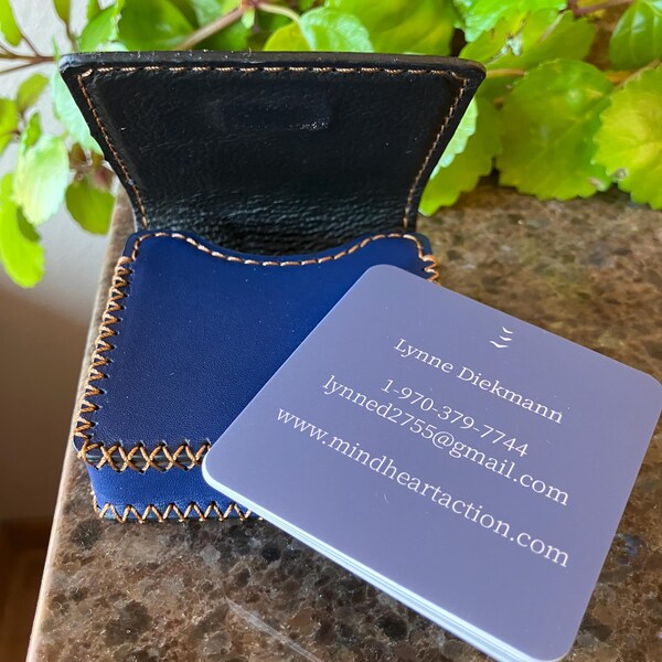 Personalized Leather Square Business Card Holder 2.5x2.5 in Custom ...