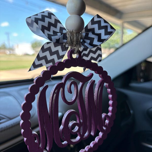 Car Charm Rear View Mirror Cheetah Car Mirror Charm Car Freshie Initial ...