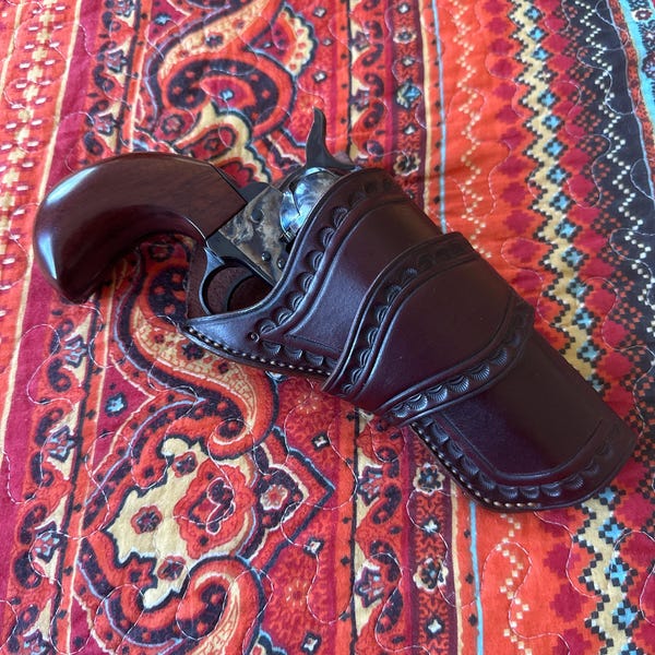 Western Cowboy Single Action Leather Holster Cross Draw RH 3 1/2” - Etsy