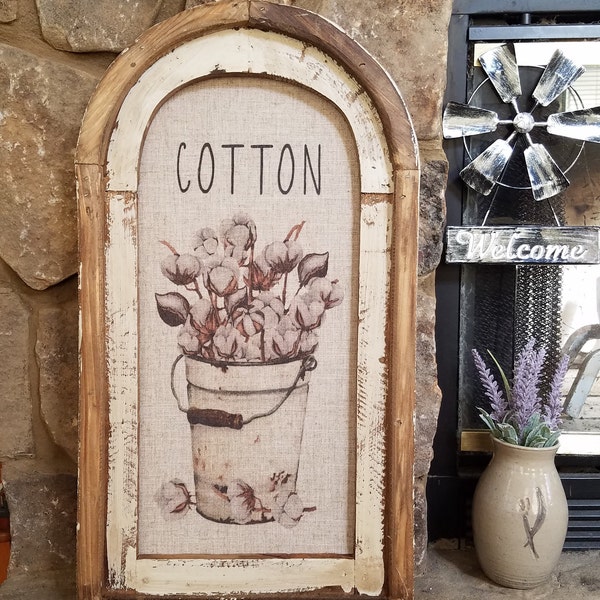 Cotton Wall Art | 14" X 22" | Arch Window Frame | Linen Wall Hanging ...