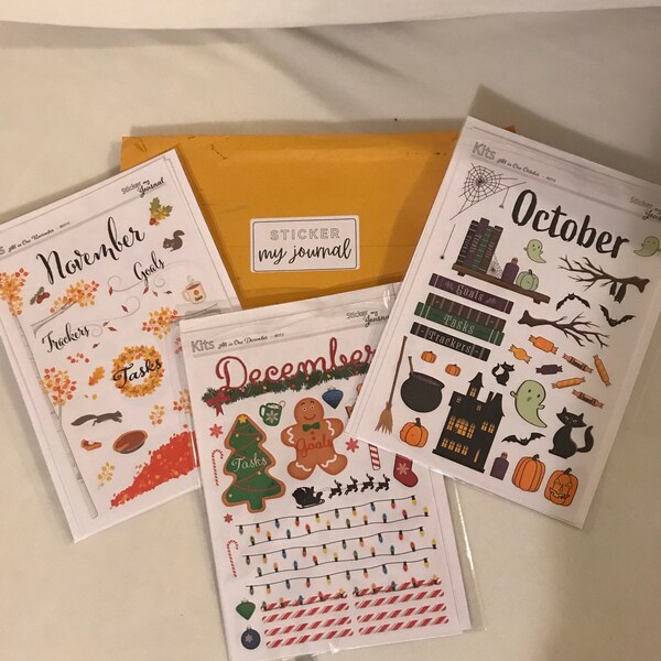 December Monthly Bullet Journal Sticker Kit - Christmas Themed Stickers ...