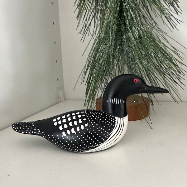Mini Loon- 5"l - Hand Carved Wooden Bird Ornament - Etsy