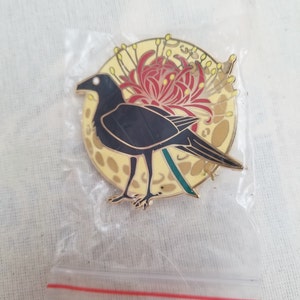 Crow and Spider Lily Enamel Pin - Etsy Canada
