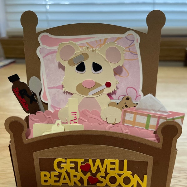Get Well Bear Card in A Box 3D SVG - Etsy